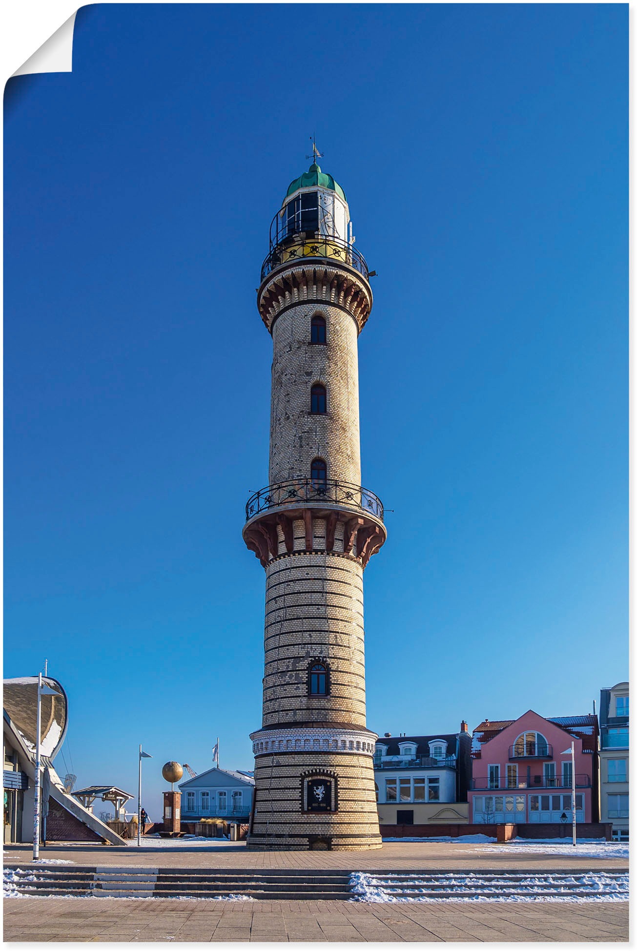 Artland Wandbild »Leuchtturm in Warnemünde im Winter«, Gebäude, (1 St.), als Alubild ...