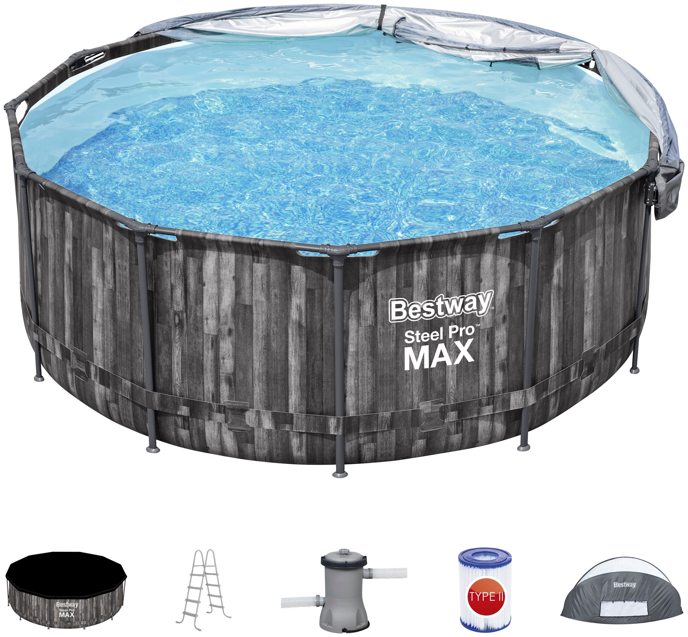 Bestway Rundpool »Steel Pro MAX™«, (Set), Frame Pool mit Filterpumpe ...