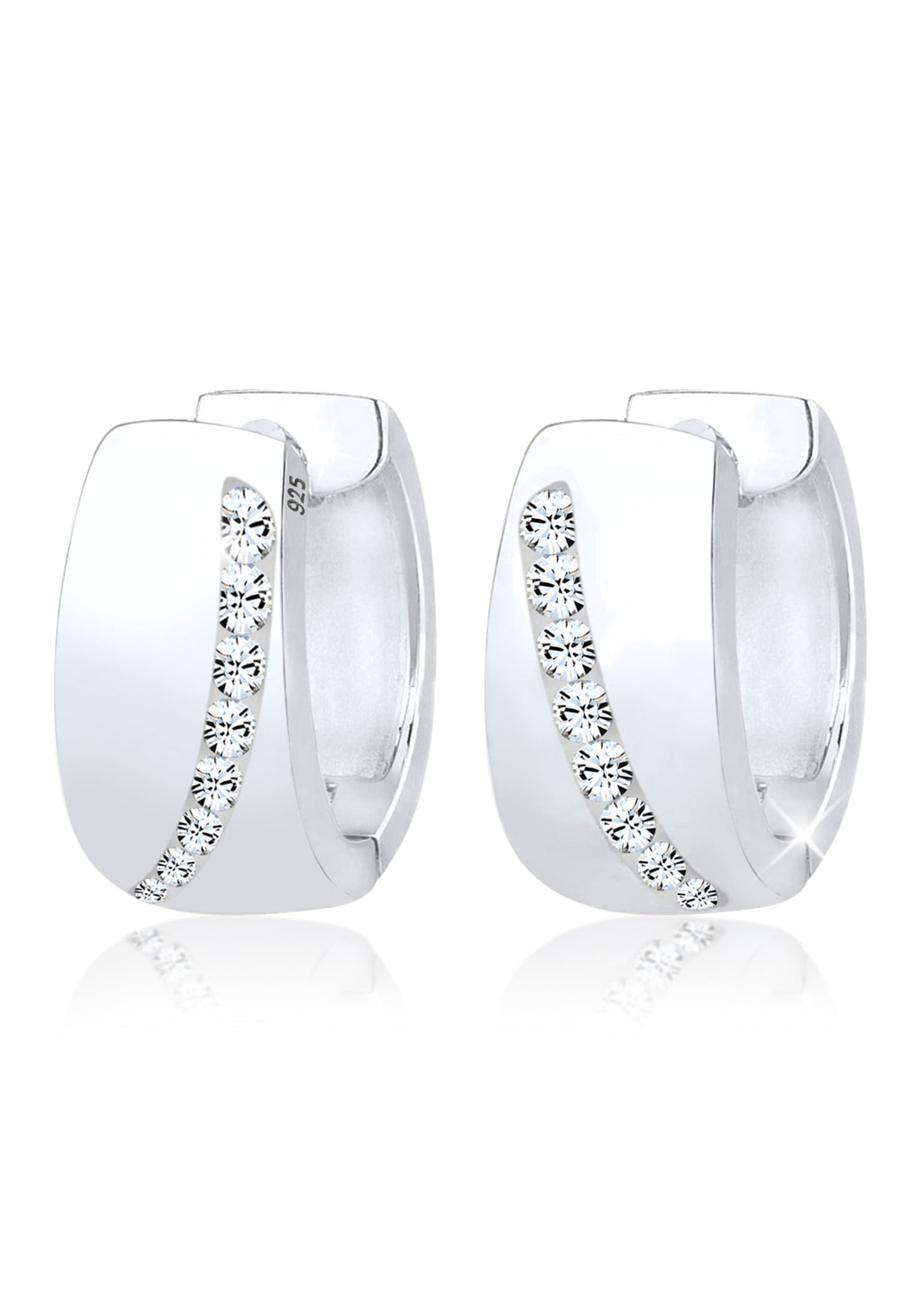 Elli Paar Creolen »Creolen Breit Glanz Kristalle Funkelnd« kaufen | BAUR