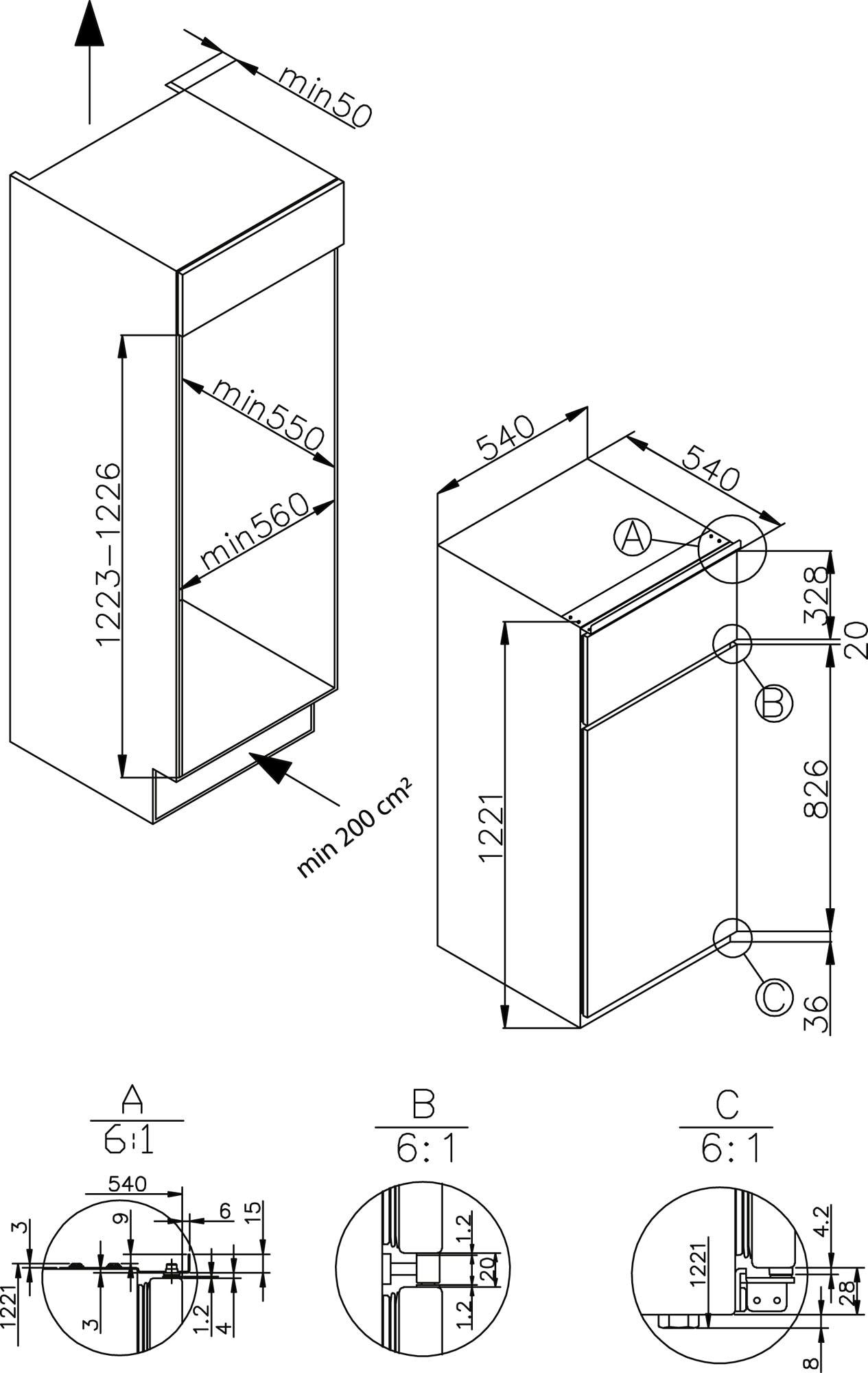 Amica Einbaukühlgefrierkombination »EKGC 16160«, Abtauautomatik | BAUR