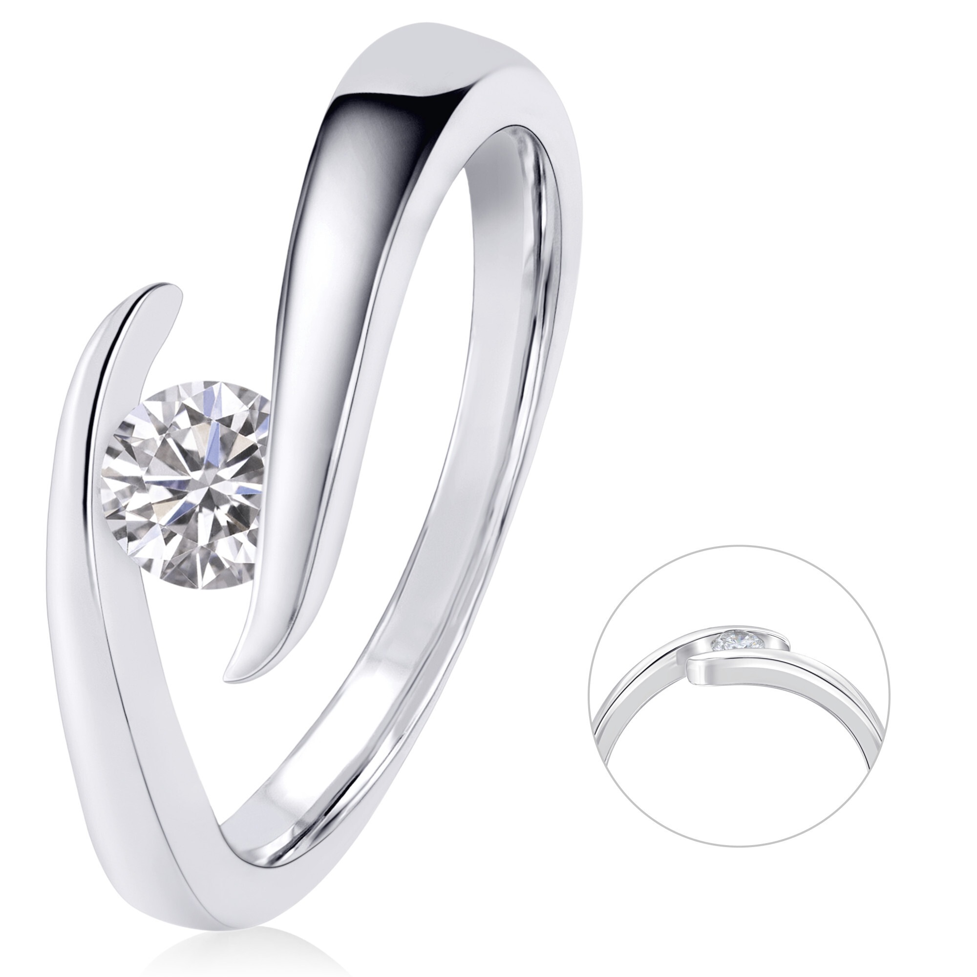 ONE ELEMENT Diamantring »0,25 ct Diamant Brillant Spannfassung Ring aus 585 Weißgold« für kaufen ...