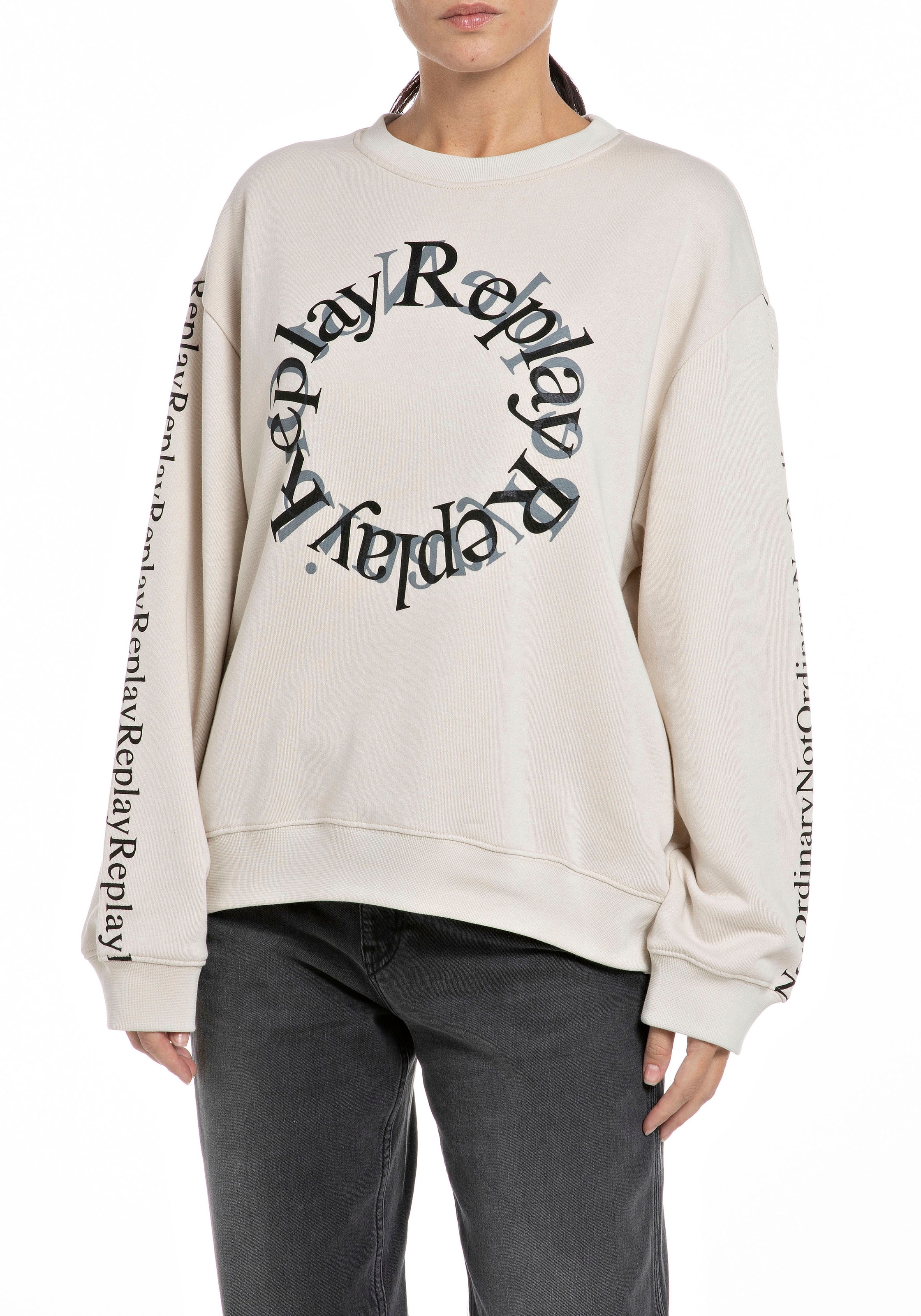 Replay Sweatshirt, mit Markenprint in Kontrast vorn und an den Ärmeln ...