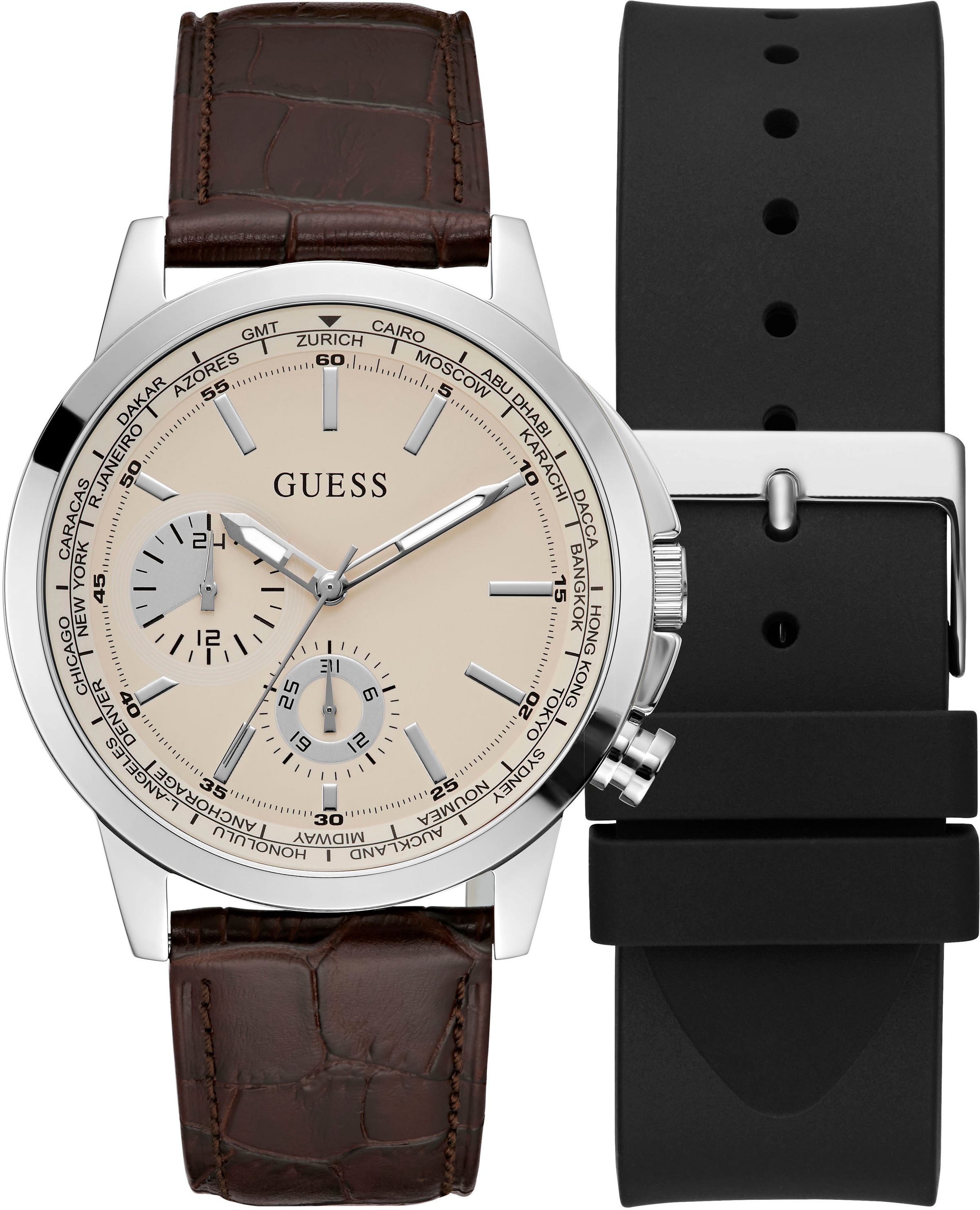 Guess Uhren Aus Schwarzem Leder Für Herren