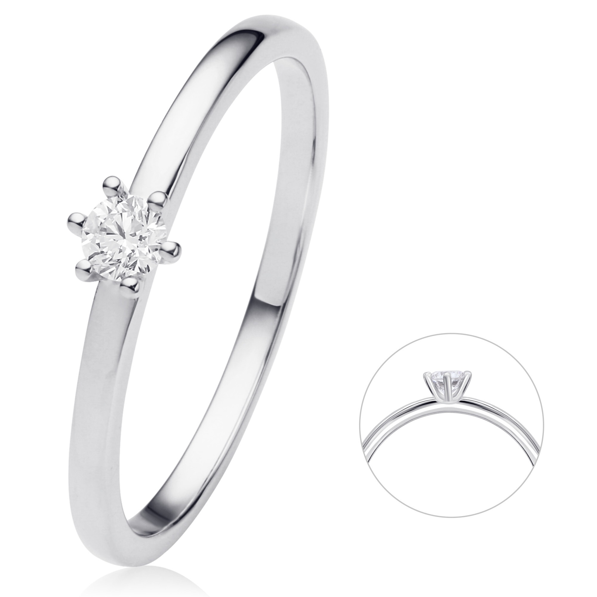ONE ELEMENT Diamantring »0.1 ct Diamant Brillant Ring aus 585 Weißgold«, Damen Gold Schmuck ...