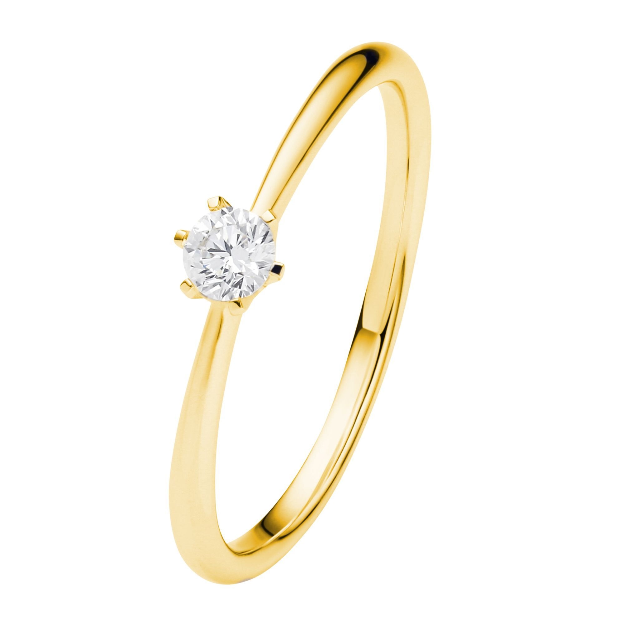 ONE ELEMENT Diamantring »0.15 ct Diamant Brillant Ring aus 585 Gelbgold«, Damen Gold Schmuck für ...