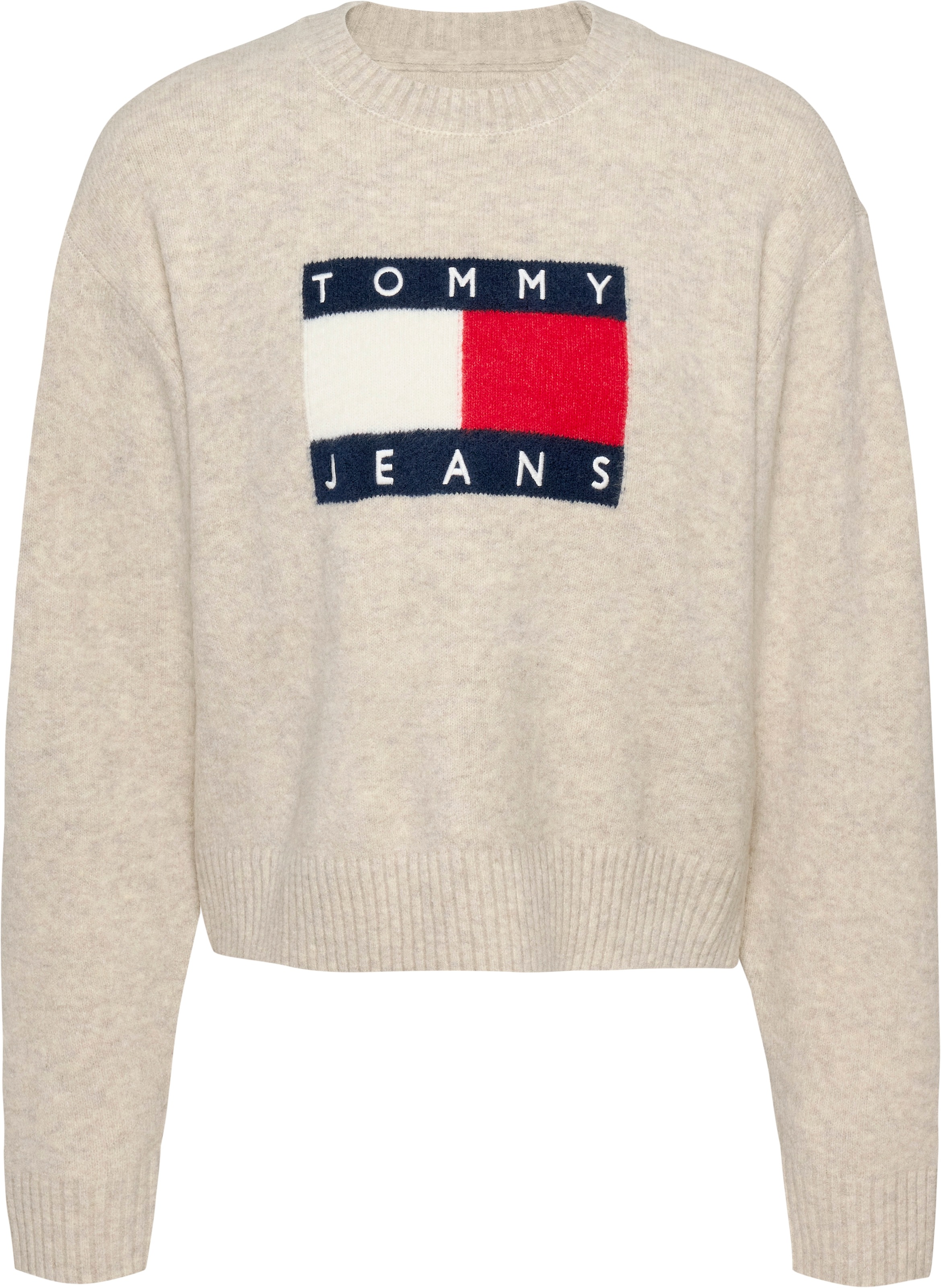 Tommy Jeans Strickpullover TJW MELANGE FLAG SWEATER EXT in melierter Optik mit Logo Flag kaufen BAUR