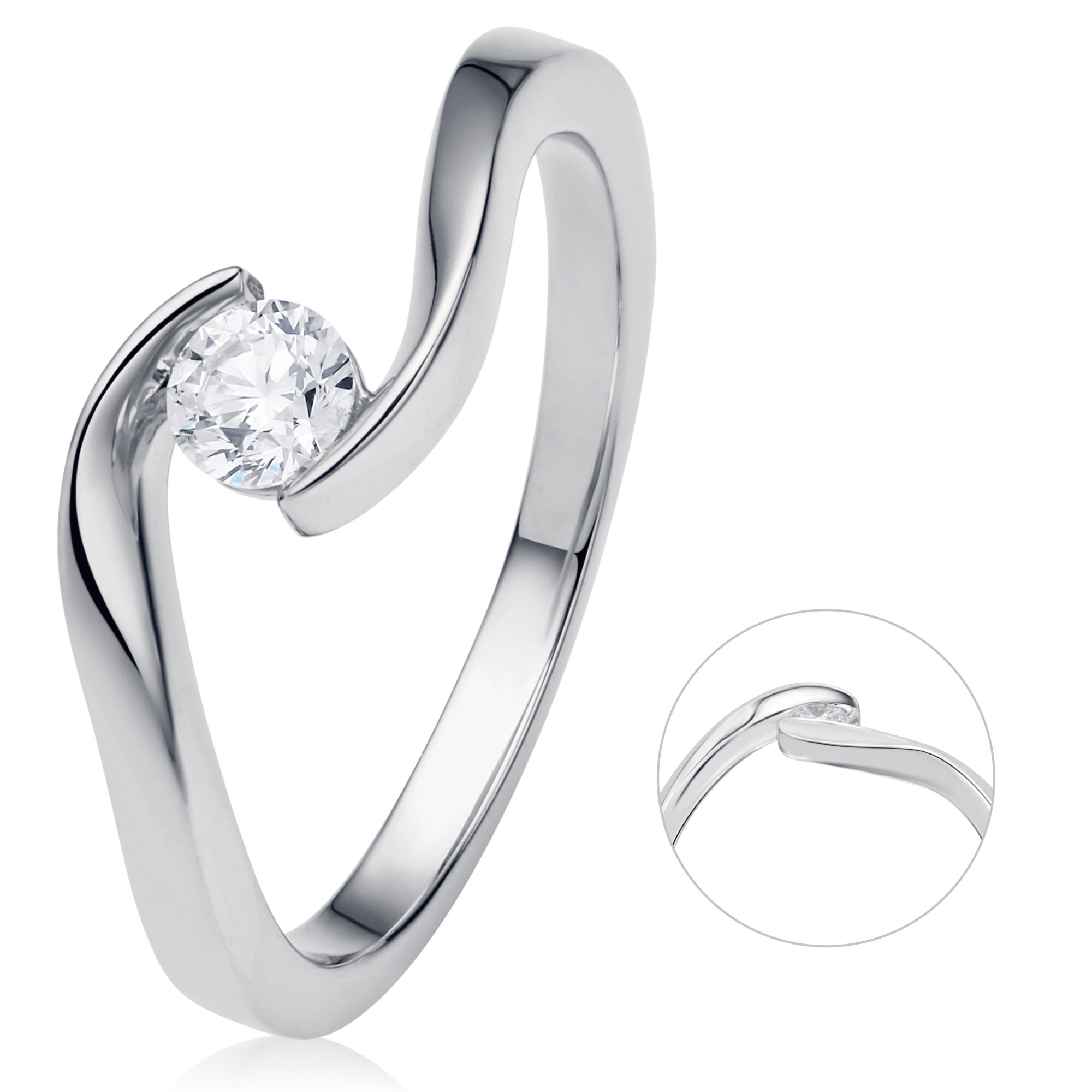 ONE ELEMENT Diamantring »0,25 ct Diamant Brillant Spannfassung Ring aus 585 Weißgold«, aus 585 ...