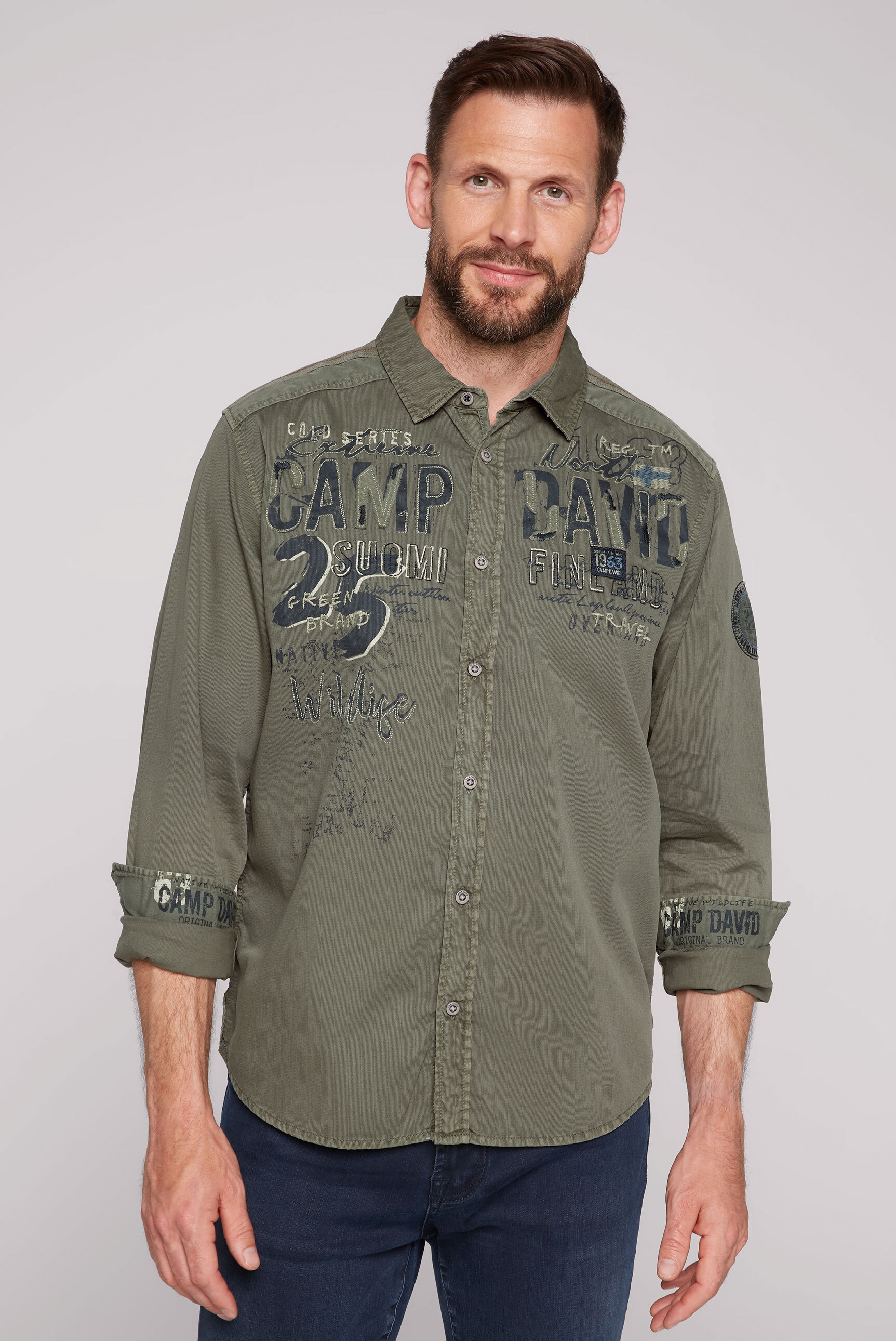 CAMP DAVID Langarmhemd, aus Bio-Baumwolle für | BAUR