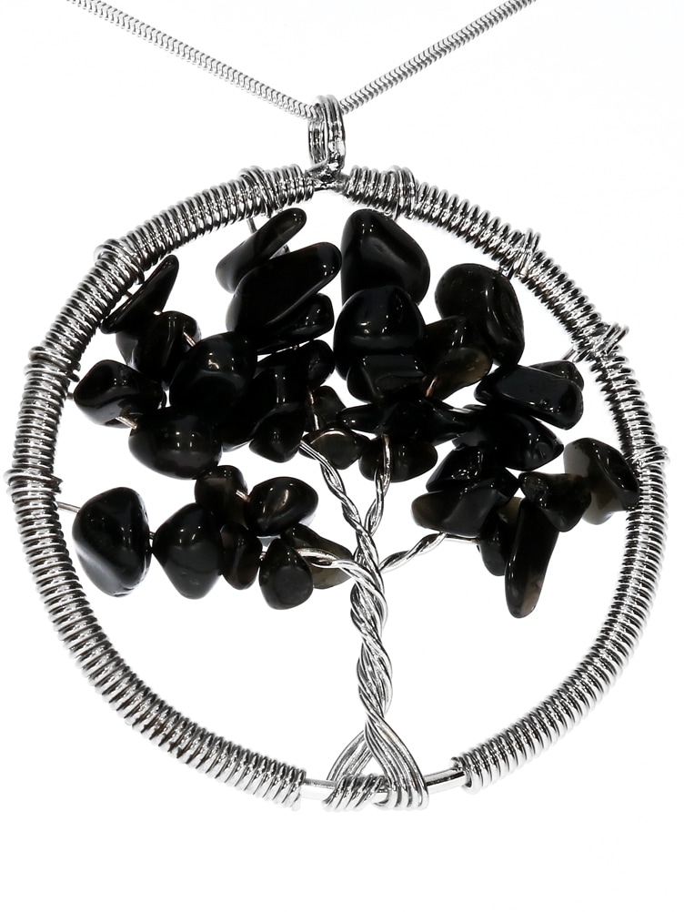Adelia´s Kettenanhänger »Obsidian Baum des Lebens Edelstein Anhänger ...