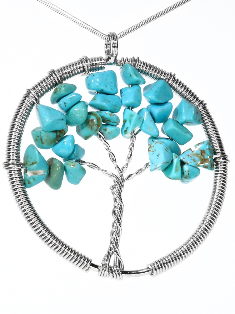 Adelia´s Kettenanhänger »Türkis Baum des Lebens Edelstein Anhänger« für ...