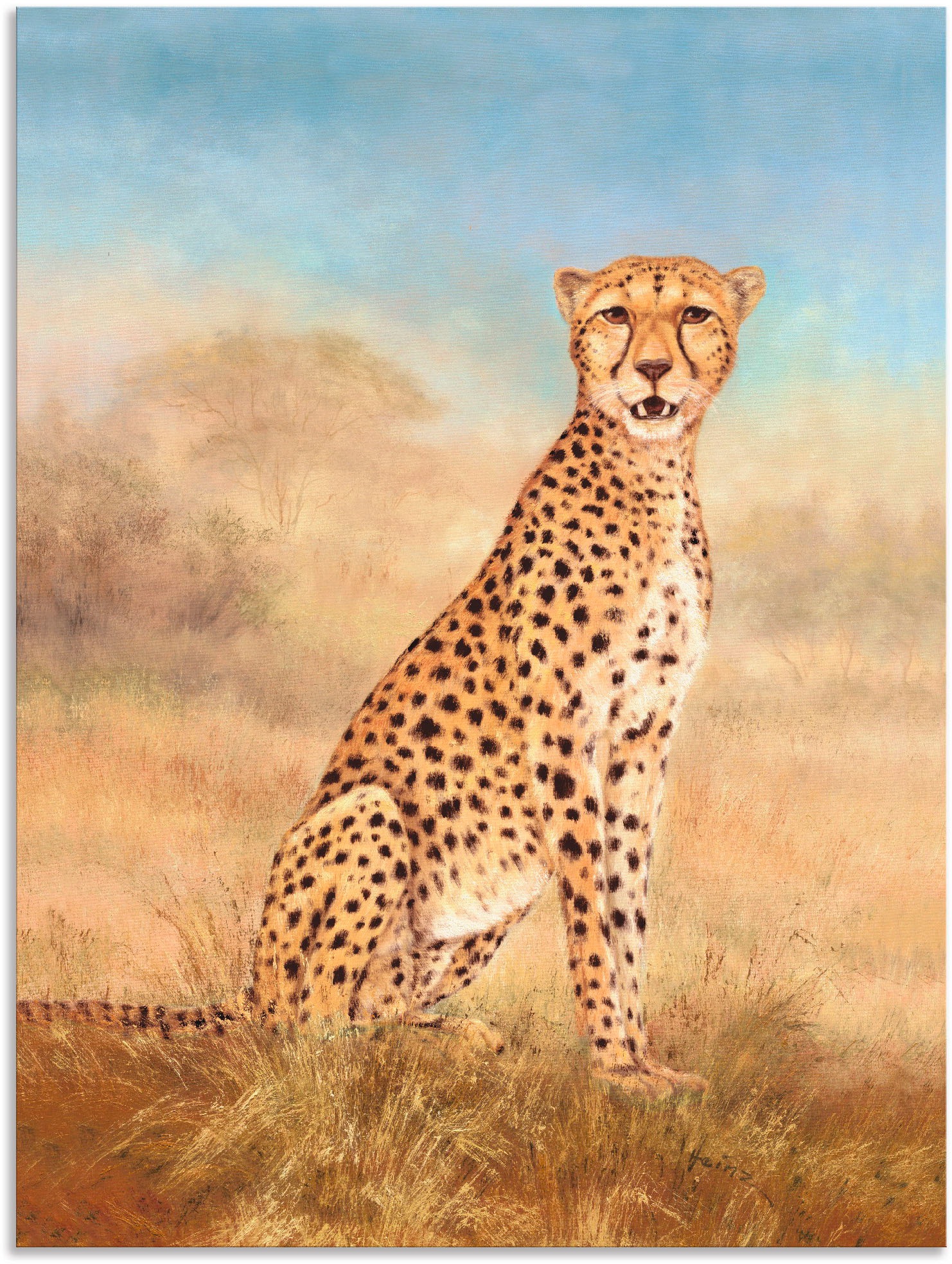Artland Wandbild »Gepard Savanne«, Wildtiere, (1 St.), als Alubild, Outdoorbild, Leinwandbild in ...