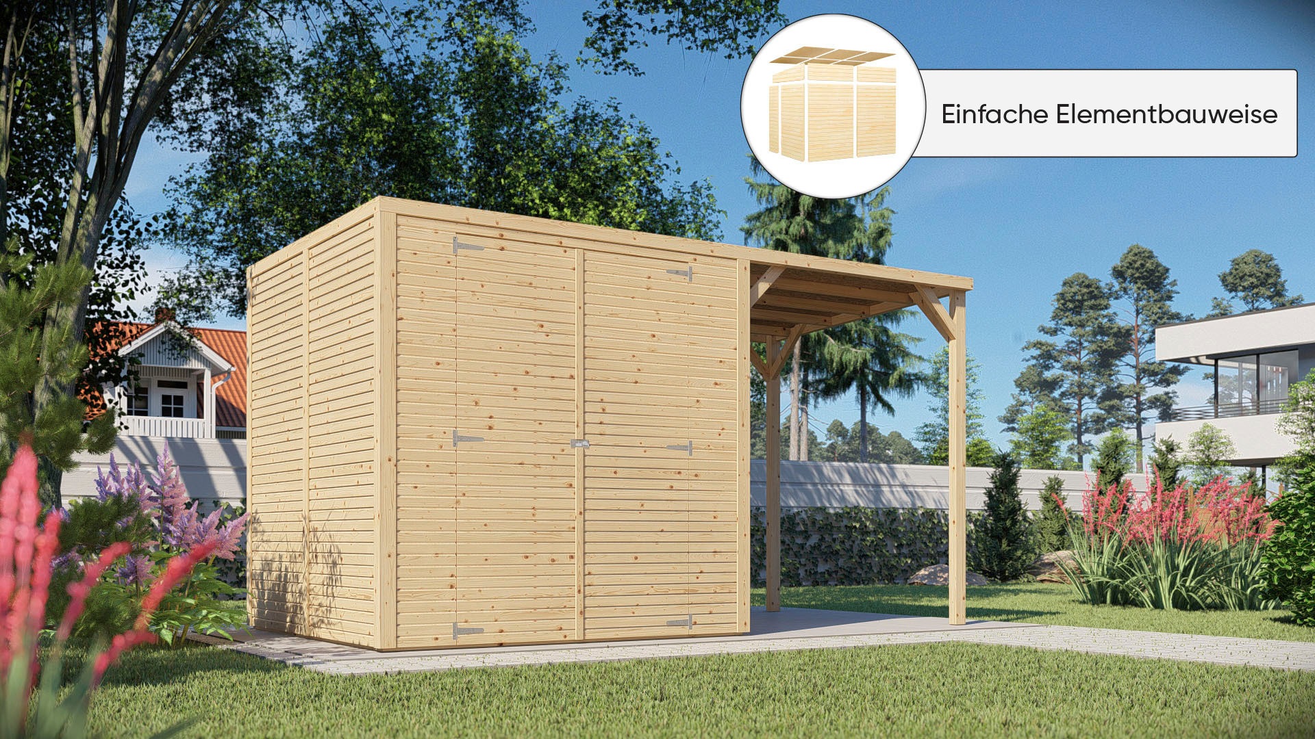 KONIFERA Gartenhaus »Beno 3 PLUS Fineline Flachdach« per Rechnung | BAUR